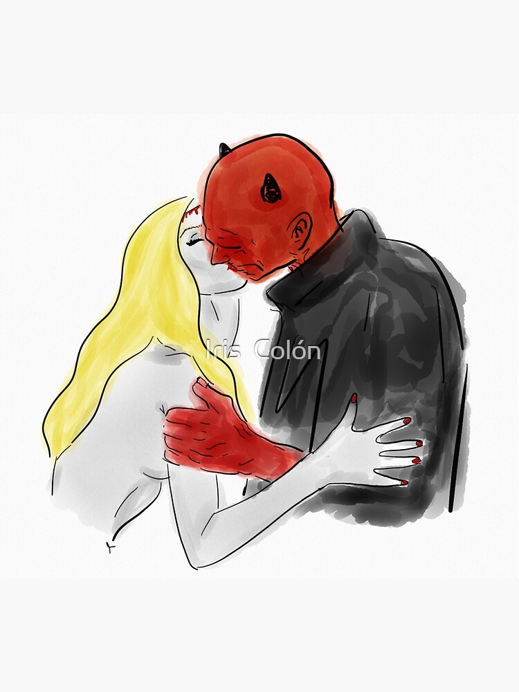 "60s Horror Pulp Aesthetic Kissing The Devil Illustration " Poster for ...