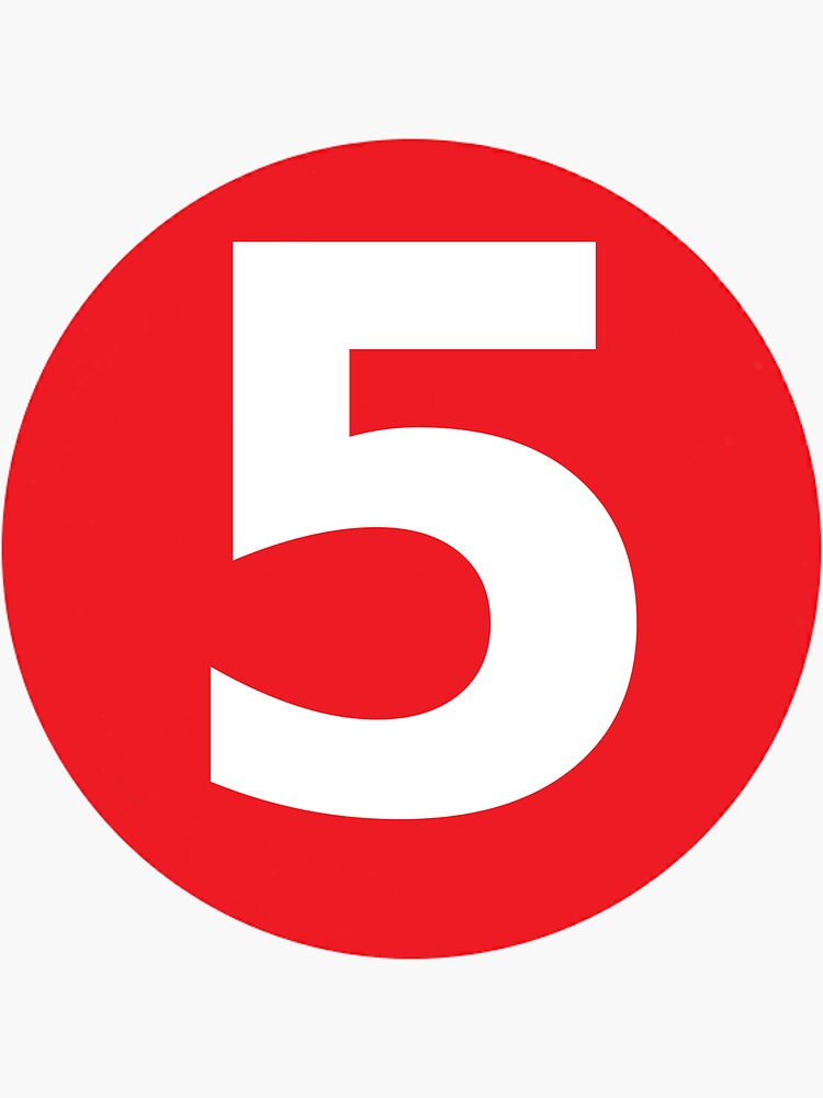 "The Number 5 Big Red Dot T-Shirts And Hoodies" Sticker by big-red-dot ...