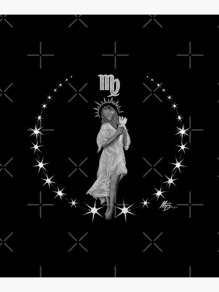 "Virgo Zodiac the Maiden character graphic with star circle border and ...