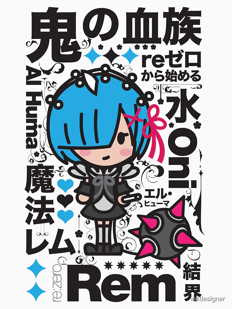 "Rem - Re:Zero" T-shirt for Sale by inkdesigner | Redbubble | rem t ...
