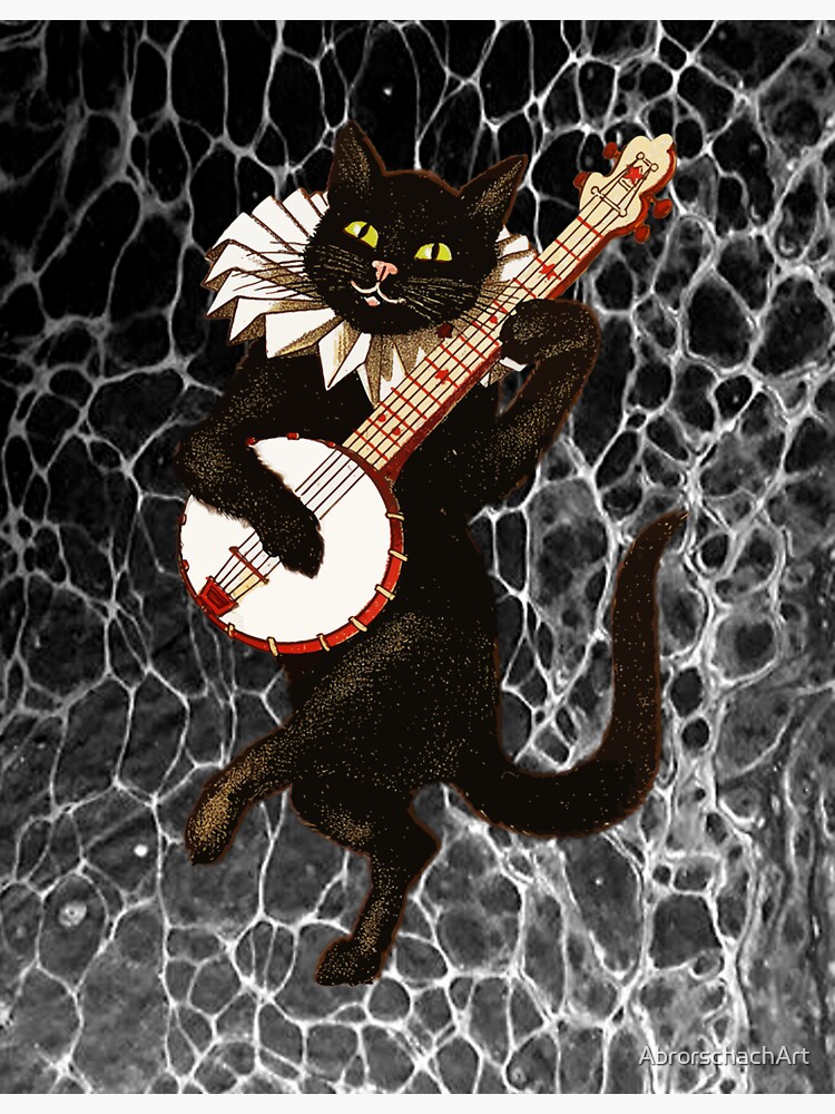 "Banjo Cat" Sticker for Sale by AbrorschachArt | Redbubble