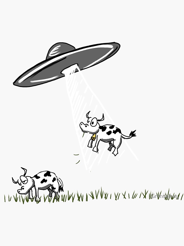 "UFO Cow Abduction " Sticker for Sale by Grundelboy | Redbubble