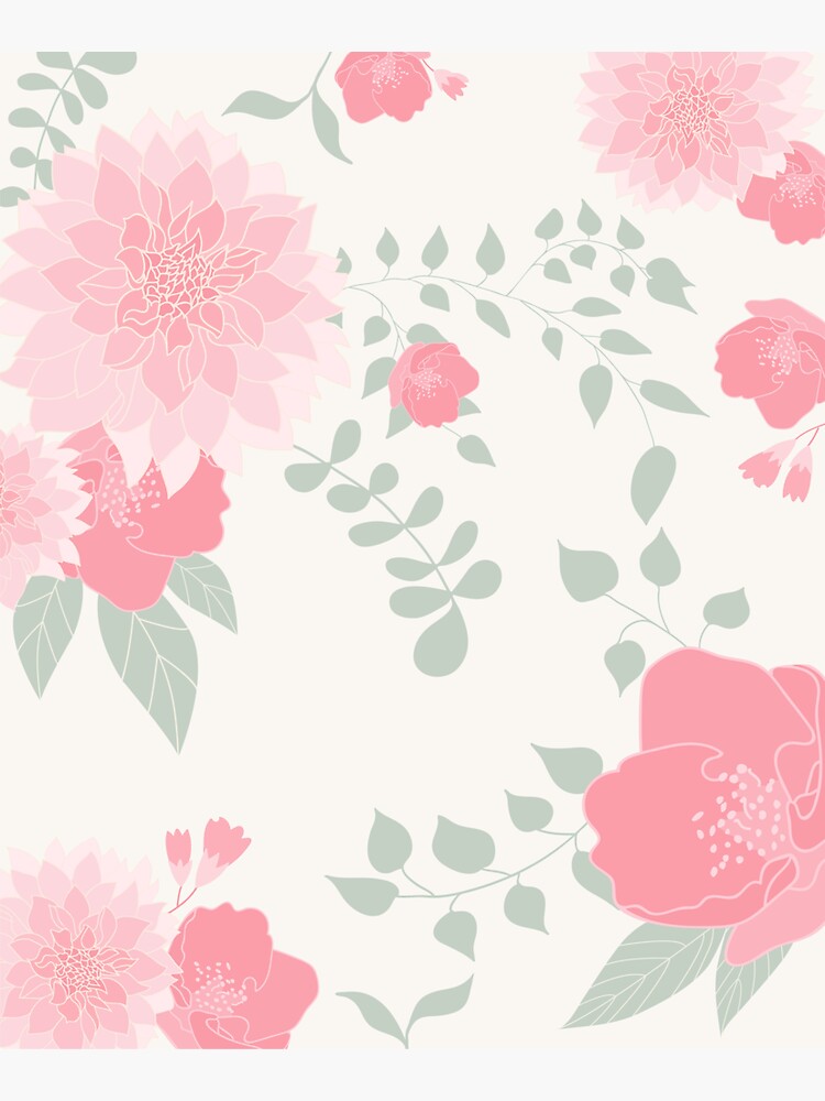 "Dahlias and spring flowers in light pastel pink" Sticker for Sale by ...