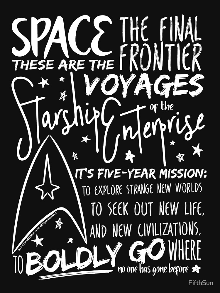 "Star Trek Original Series Intro Speech Text" Essential T-Shirt for ...