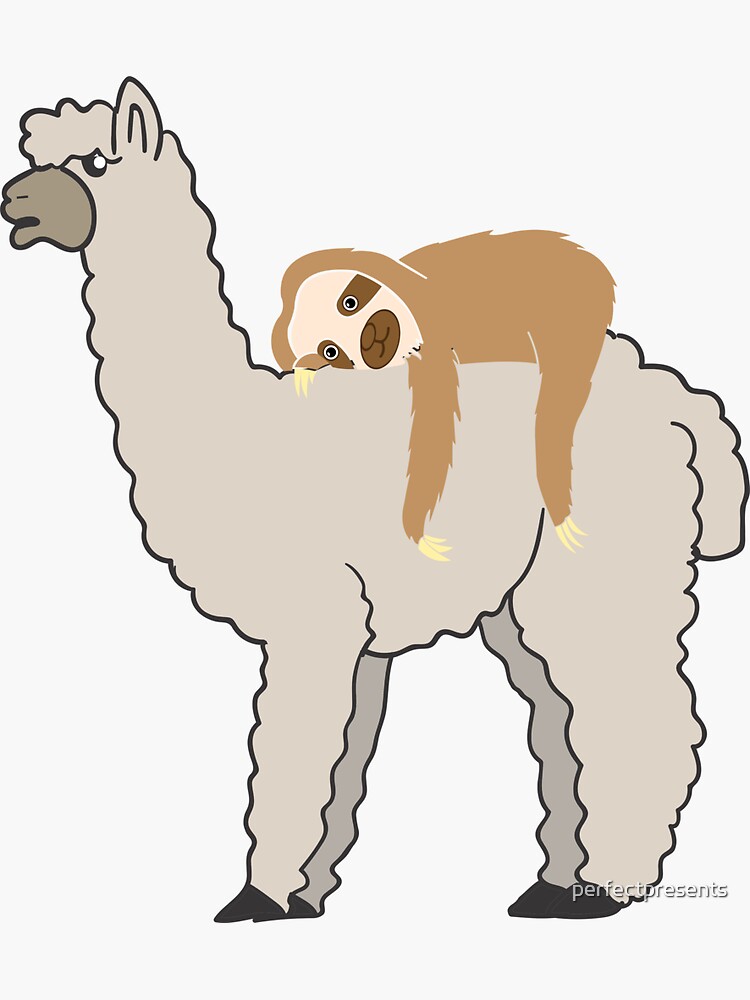 "Sloth Riding Llama Adorable Lama & Sleepy Sloth" Sticker for Sale by ...