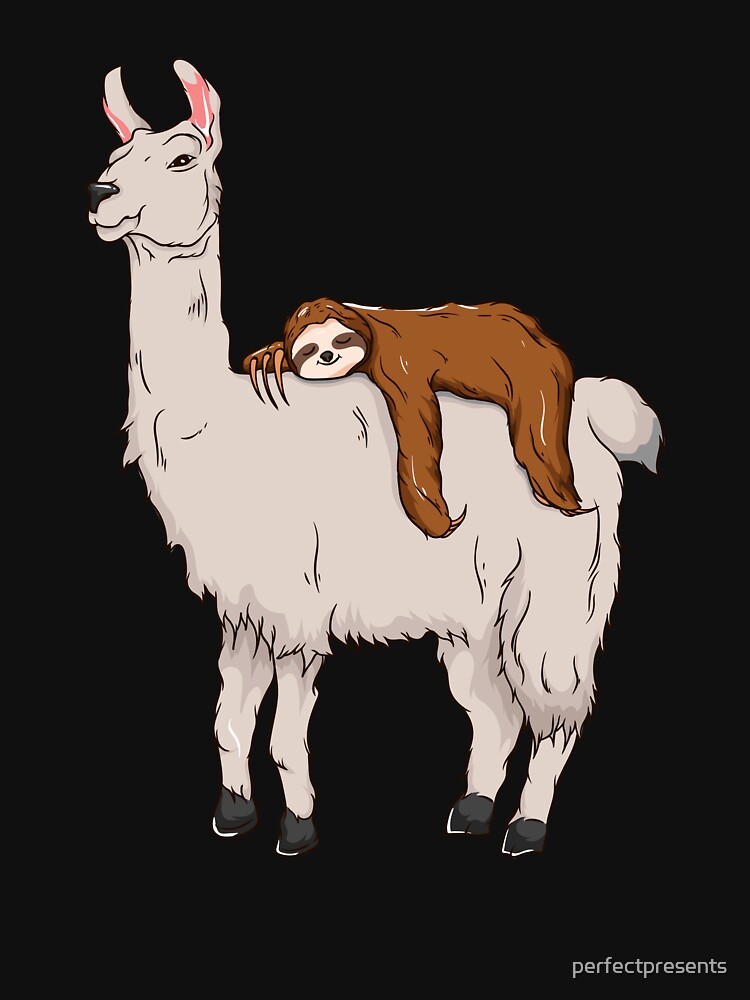 "Cute & Funny Sloth Sleeping on Llama Friends" T-shirt for Sale by ...