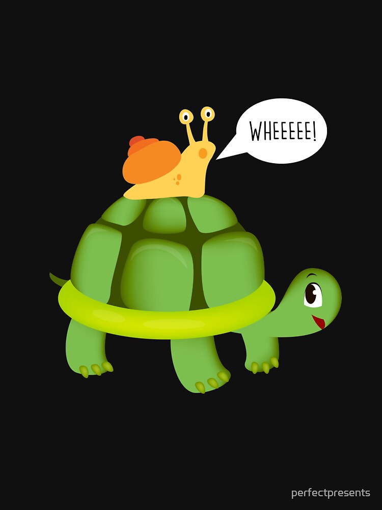 "Cute Snail Riding on Turtle Yelling Whee Animals" T-shirt for Sale by ...