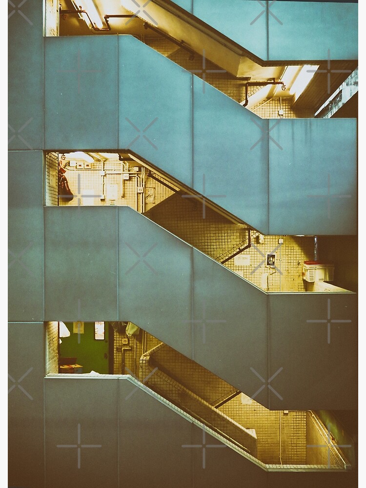 "Dimly Lit City Building Staircase" Poster by ernstc | Redbubble