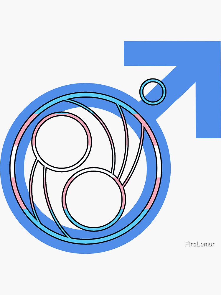 "Circular Gallifreyan: Man, with Mars symbol and trans flag" Sticker ...