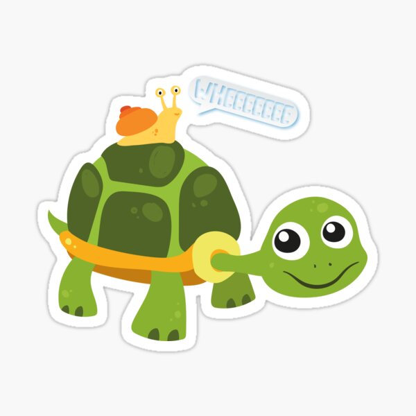 "Cute Snail Riding on Turtle Yelling Whee Animals" Sticker for Sale by ...