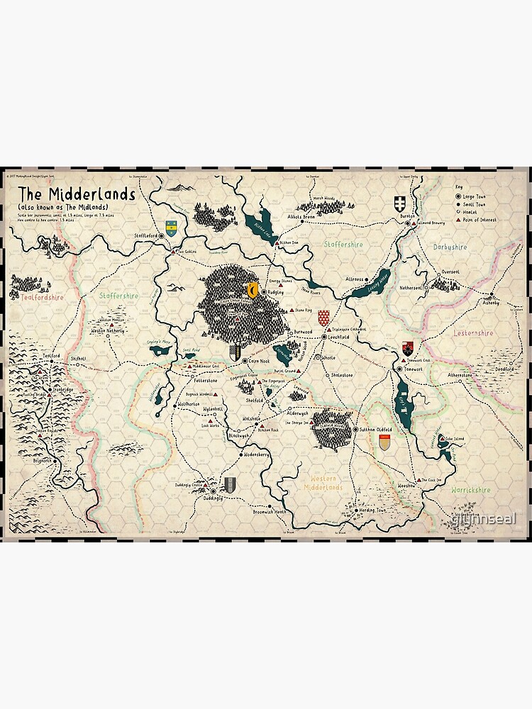 "The Midderlands Hex Map (Parchment Version)" Poster for Sale by ...