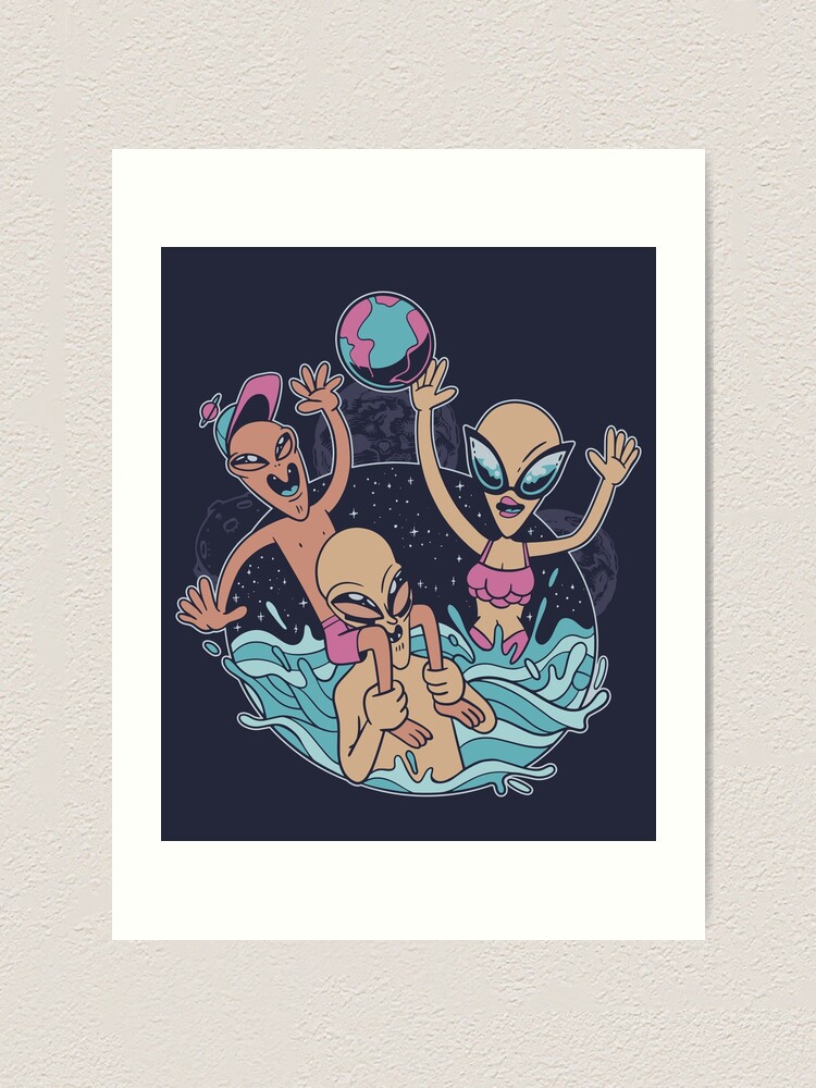 "Alien family having a pool party" Art Print by FFelder | Redbubble
