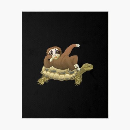 "Cute & Funny Sloth Riding Turtle Adorable Animals" Art Board Print by ...
