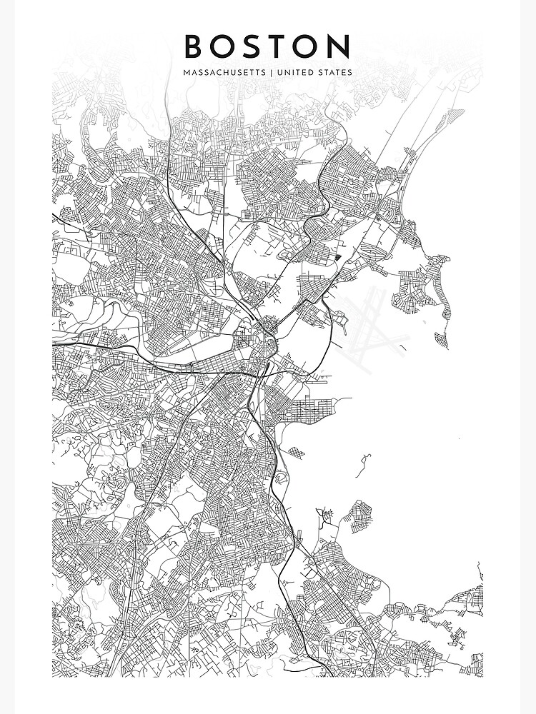 Boston Black And White Minimalist Map Premium Matte Vertical Poster