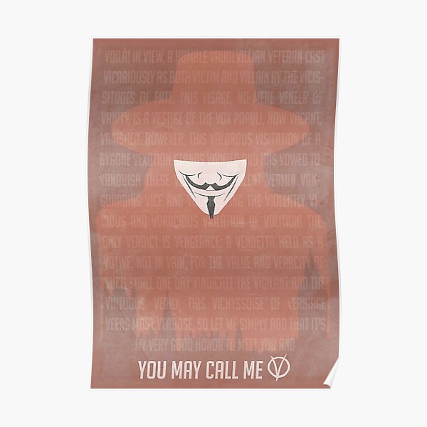 "You May Call Me V V for Vendetta Movie Poster v" Poster for Sale by ...