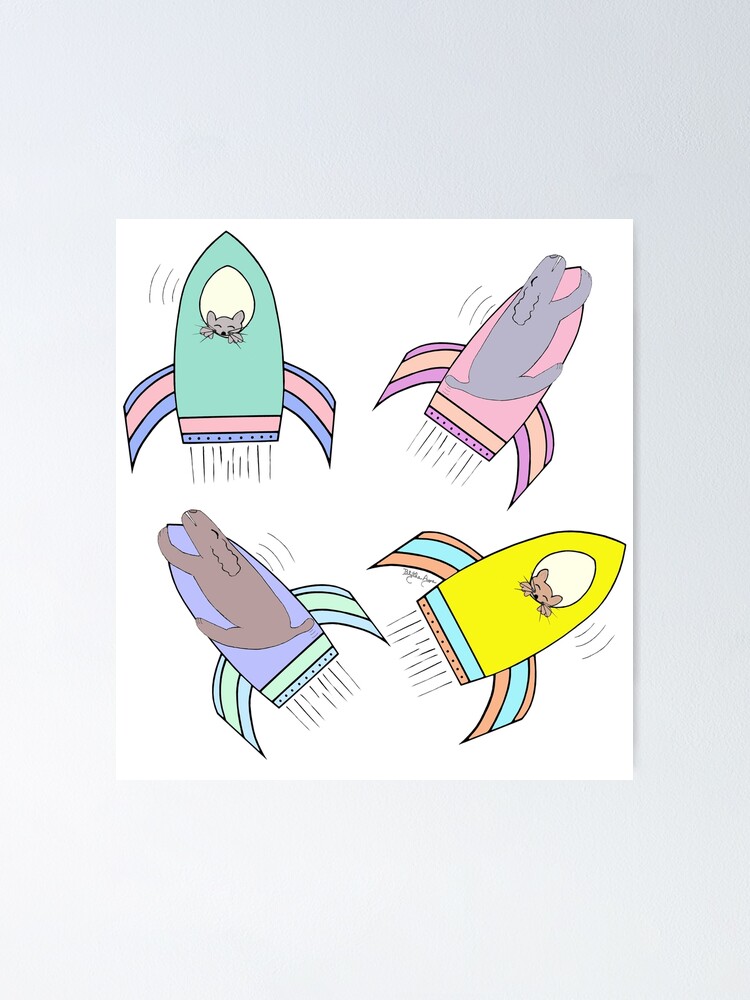 "Rocket Pets! Kitties and Doggies Fly into Space" Poster by BlytheAyne ...
