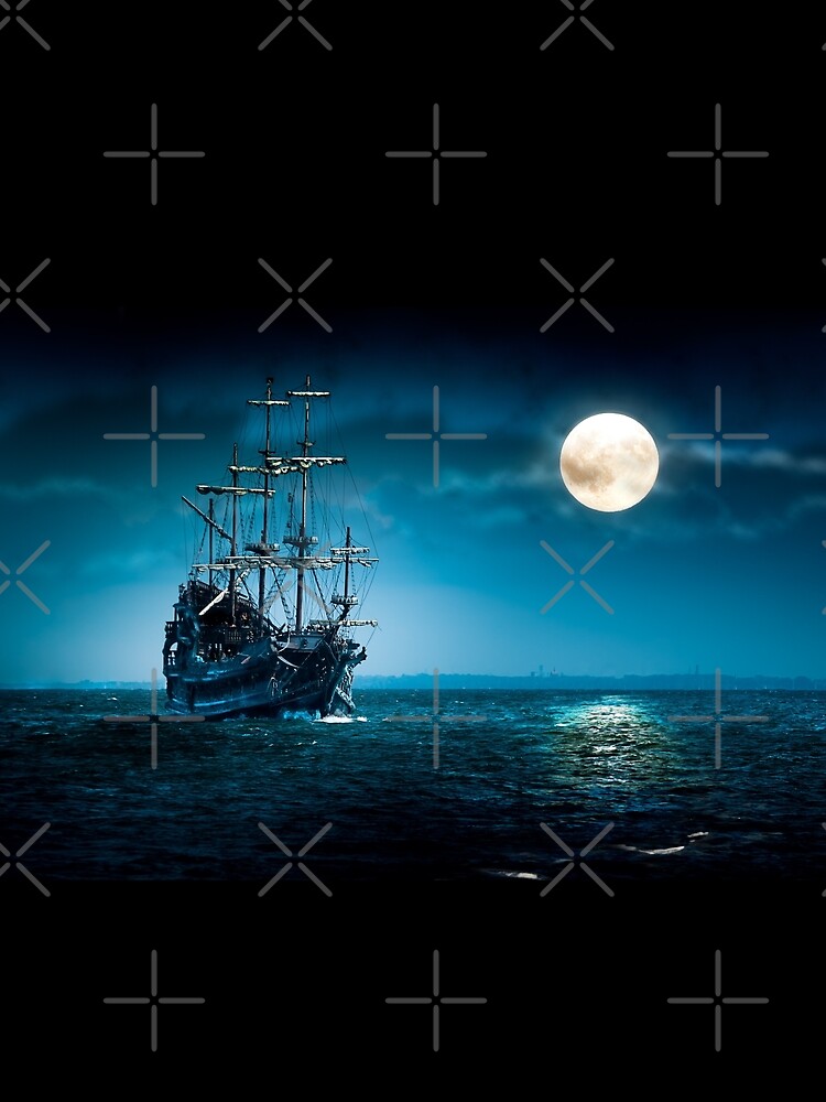 "Old Pirate Ship At Full Moon " Sleeveless Top by plrang | Redbubble