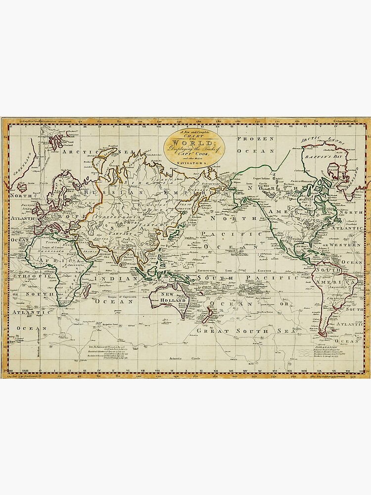 "A New and Complete Chart of the World Displaying the Tracks of Captain ...