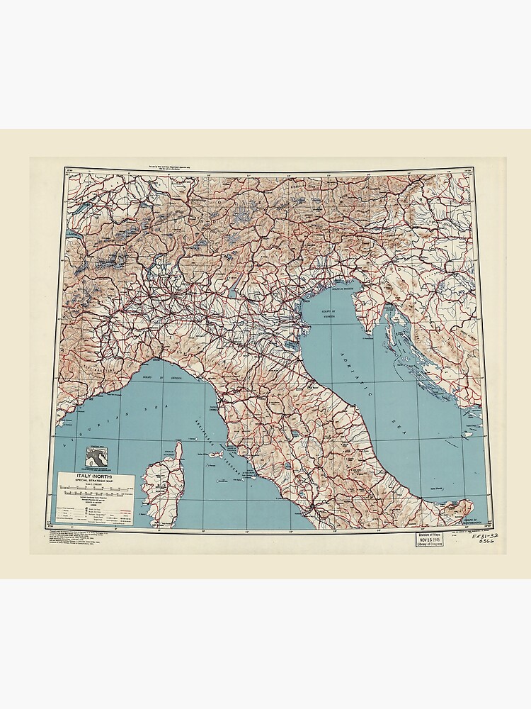 "Northern Italy World War II Strategic Map (1943)" Poster for Sale by ...