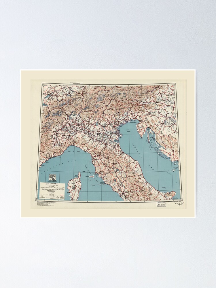 "Northern Italy World War II Strategic Map (1943)" Poster for Sale by ...