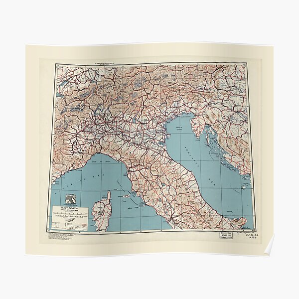 "Northern Italy World War II Strategic Map (1943)" Poster for Sale by ...