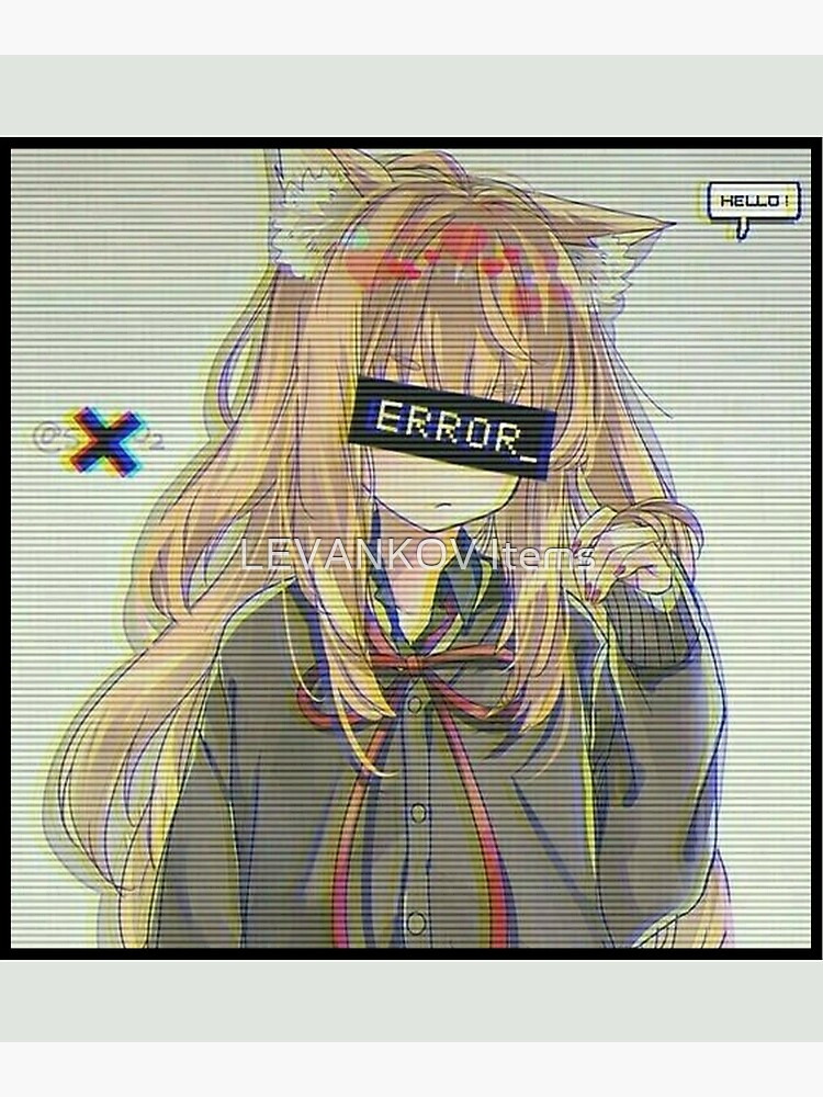 "Error Glitch - Sad Anime Girl" Poster by simouser | Redbubble