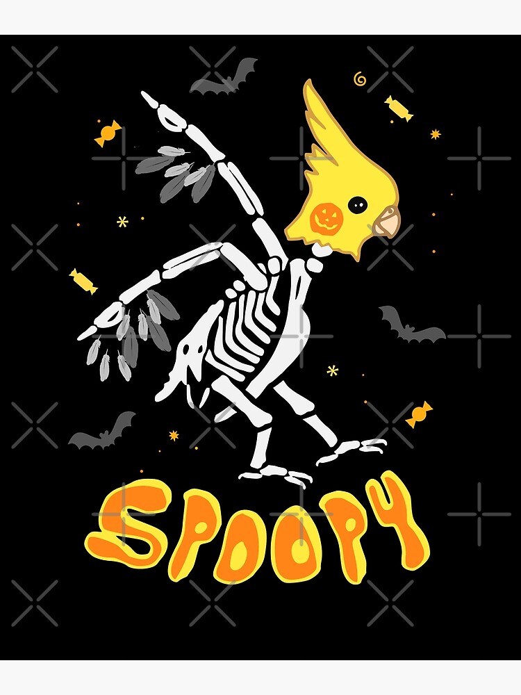 "Spoopy Halloween Cockatiel Skeleton" Poster by FandomizedRose | Redbubble