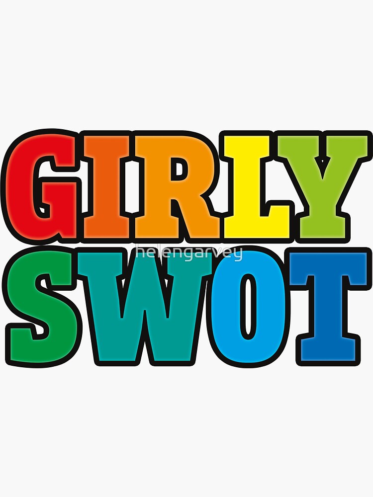 "Girly swot (rainbow)" Sticker for Sale by helengarvey | Redbubble