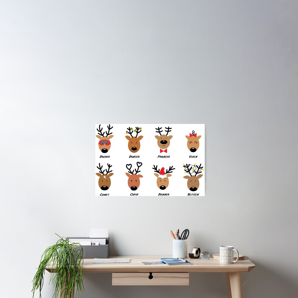 "Santas Reindeer Team" Poster by DesignCats | Redbubble