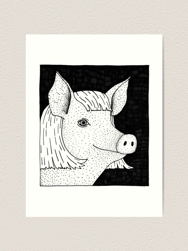 "Pig In A Wig" Art Print for Sale by martinascott | Redbubble