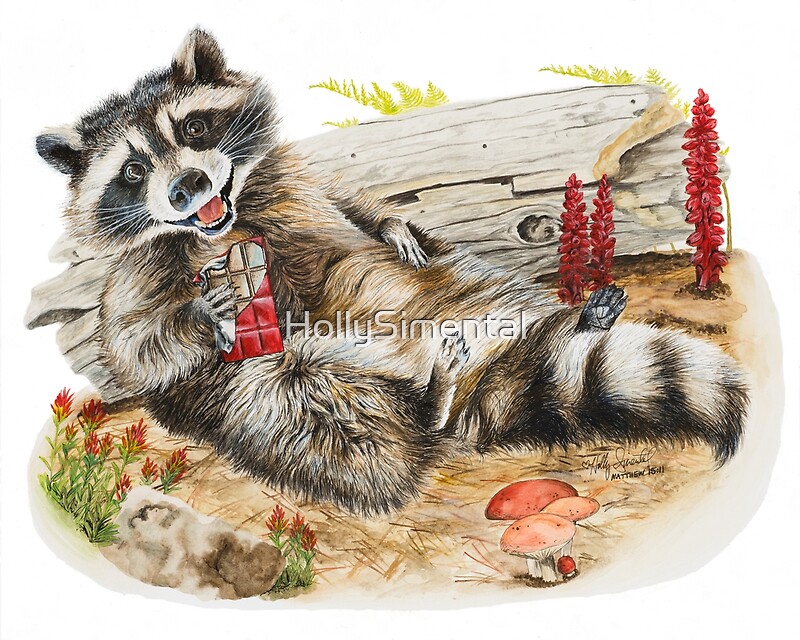 "Chocolate Bandit Raccoon" by HollySimental | Redbubble