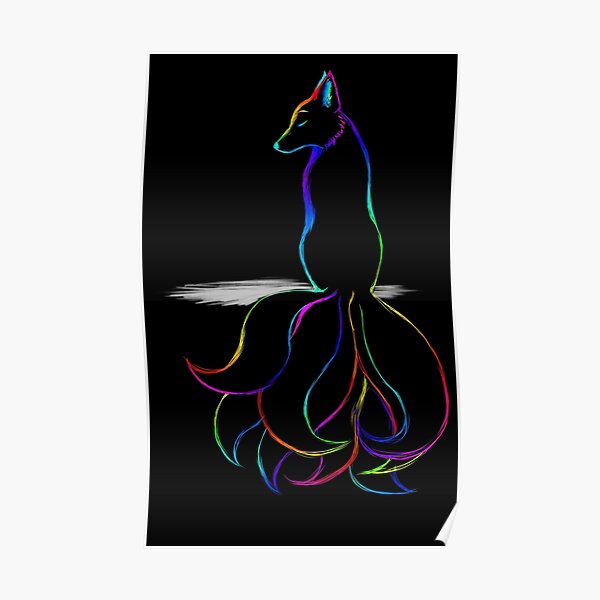 "Rainbow Kitsune" Poster by MysticalRaz | Redbubble