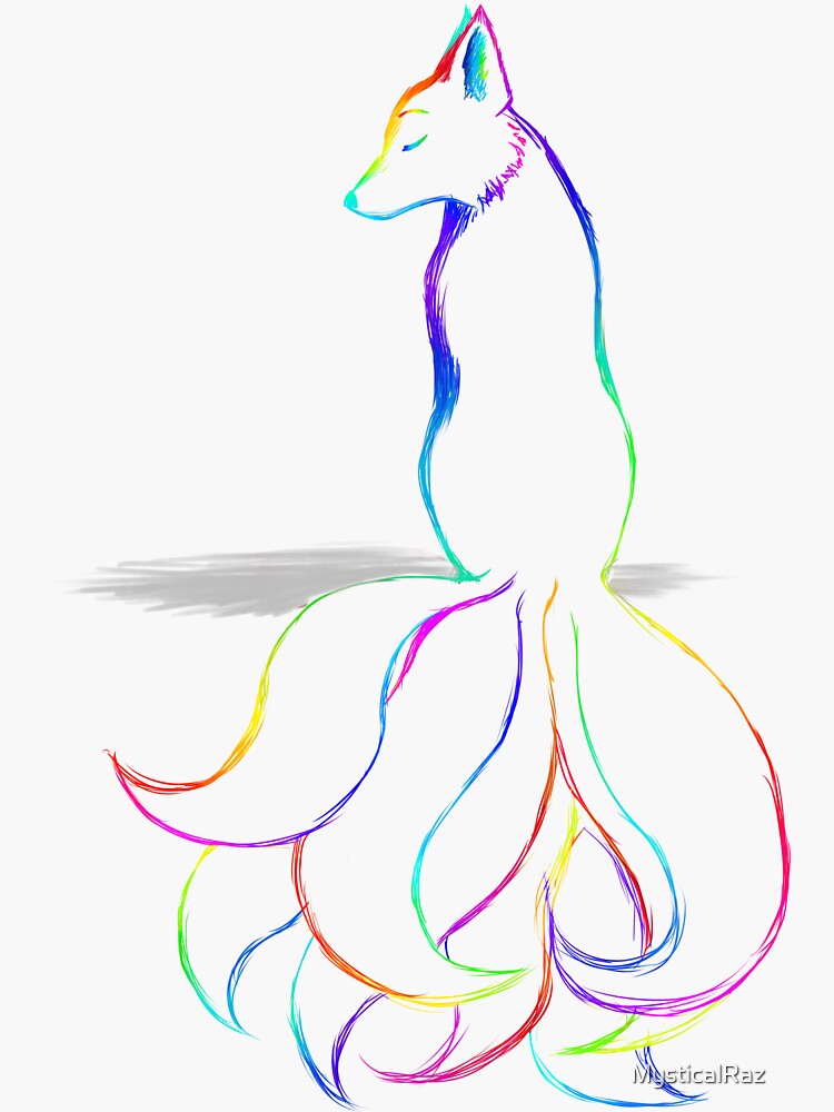 "Rainbow Kitsune" Sticker for Sale by MysticalRaz | Redbubble