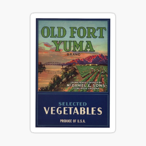 "Vintage Food Crate Label Old Fort Yuma Fruit Vegetable Produce Art ...