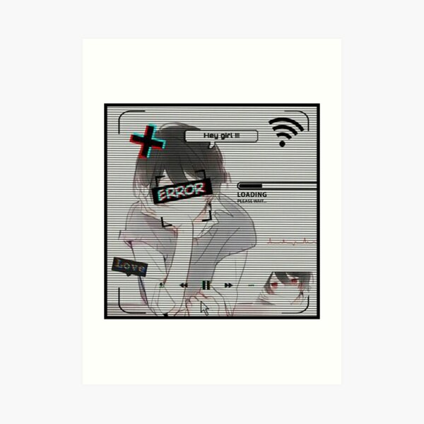 "Error Glitch - Sad Anime Boy" Art Print for Sale by LEVANKOV Items ...