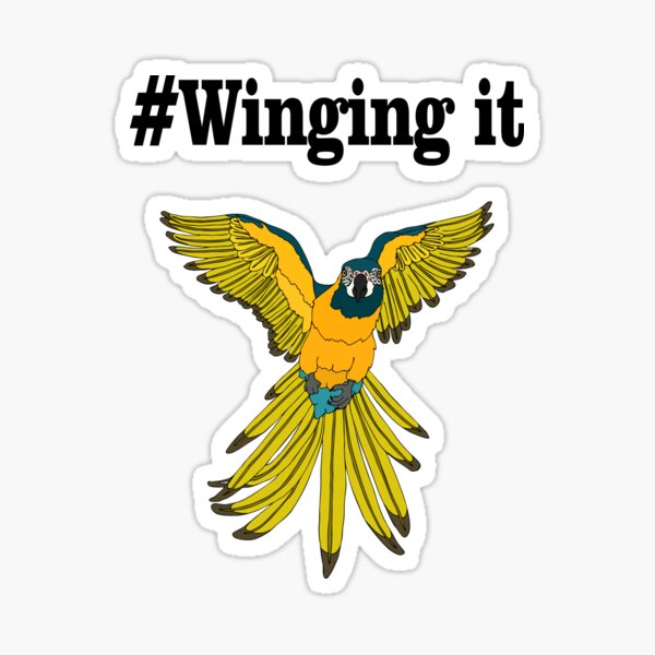 "#Winging It" Sticker for Sale by birbistheword | Redbubble