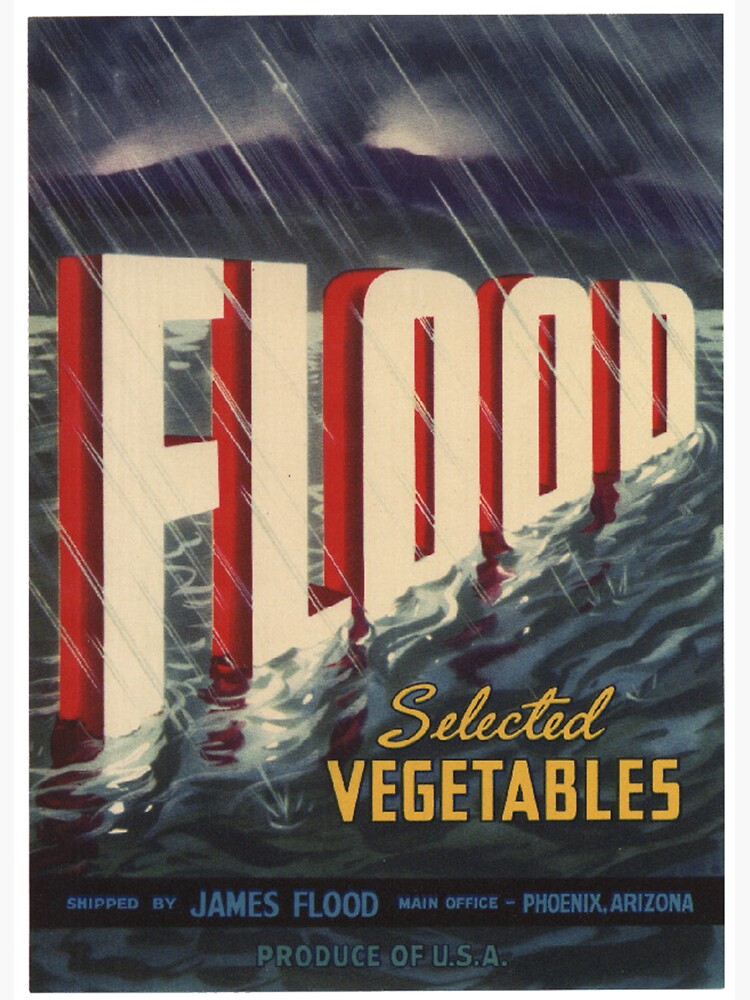 "Vintage Food Crate Label Flood Fruit Vegetable Produce Art Antique ...