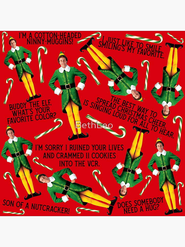 "Buddy the Elf Print " Sticker for Sale by BethLeo | Redbubble