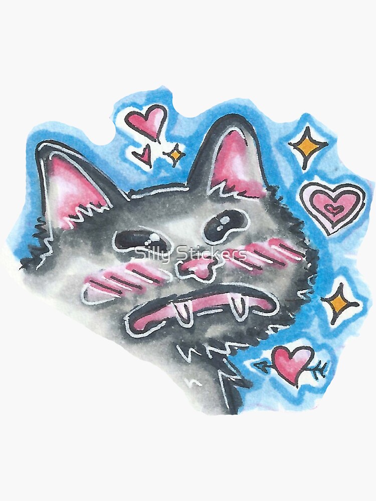 "Wholesome Cursed Cat Sticker" Sticker for Sale by Yzzy-Dzzy | Redbubble