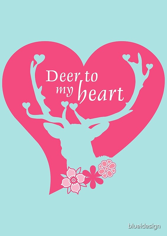 "Deer Love Heart Woodland Mint Pink" by blueidesign | Redbubble