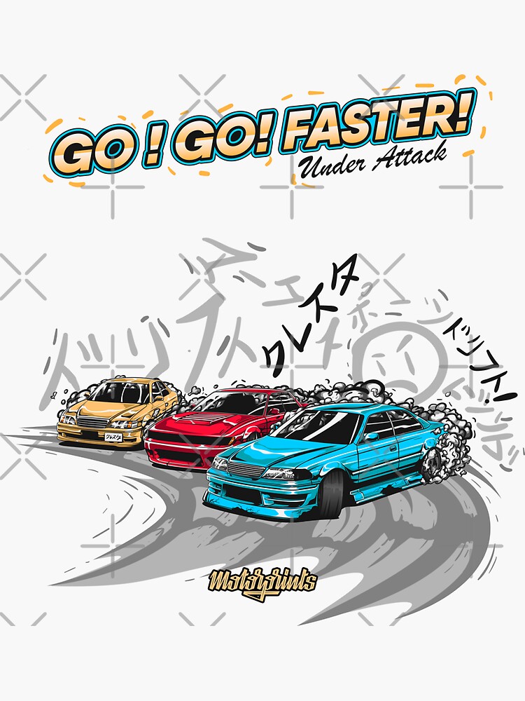 "Go Go Faster!" Sticker for Sale by MotorPrints | Redbubble