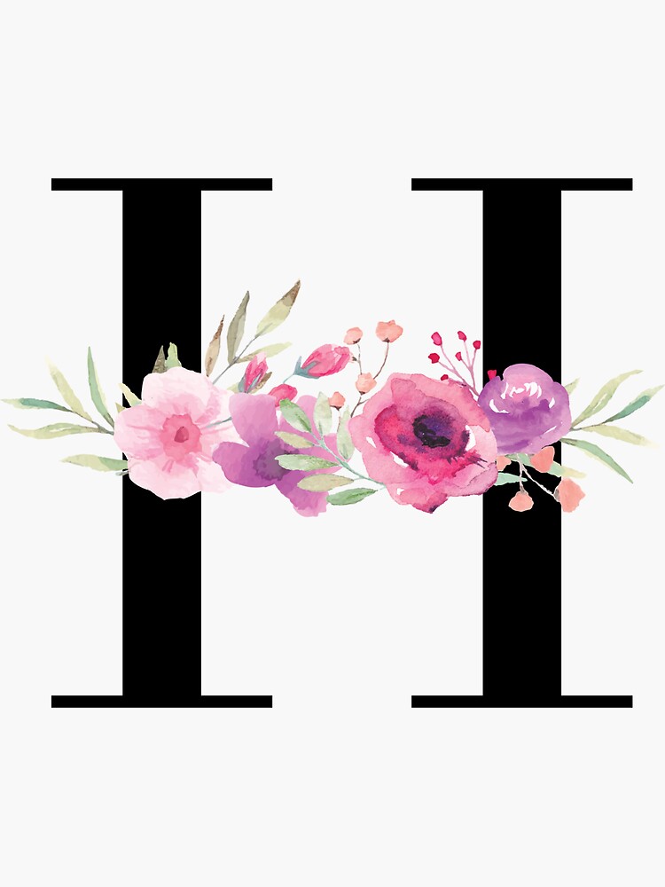 "Pink & Purple Floral Letter H" Sticker for Sale by BuffyDesign | Redbubble