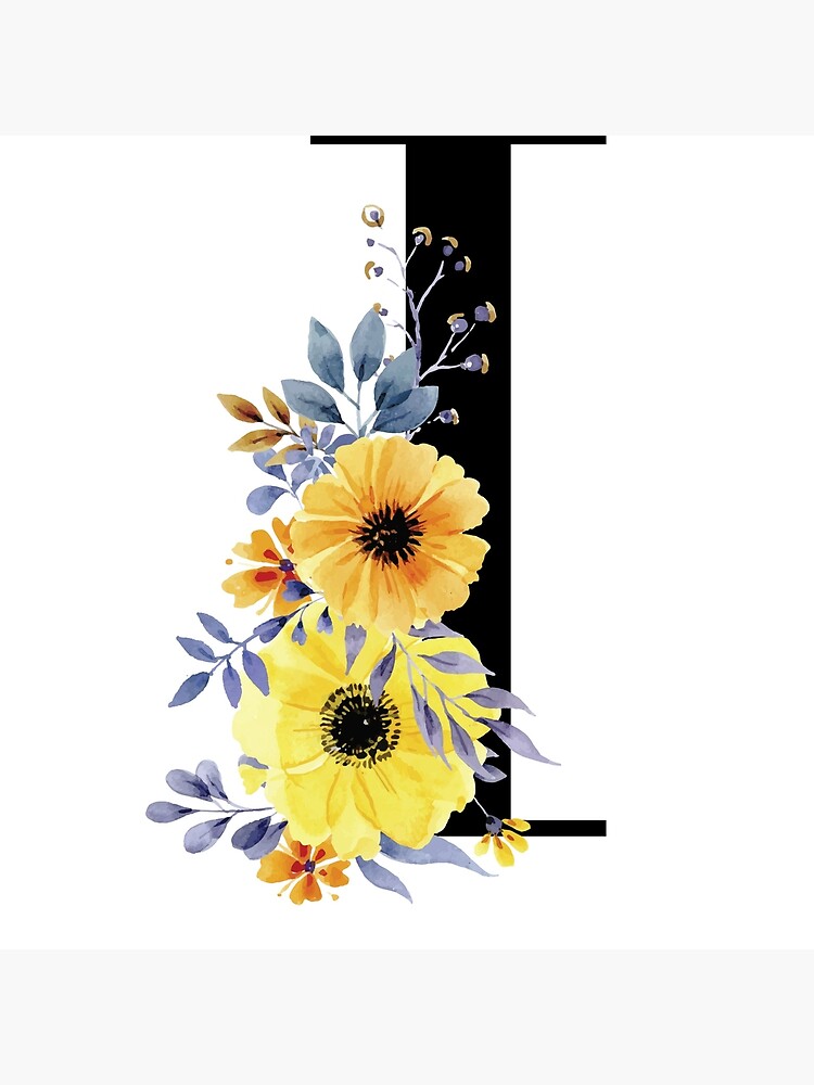 "Yellow Floral Letter I" Poster for Sale by BuffyDesign | Redbubble