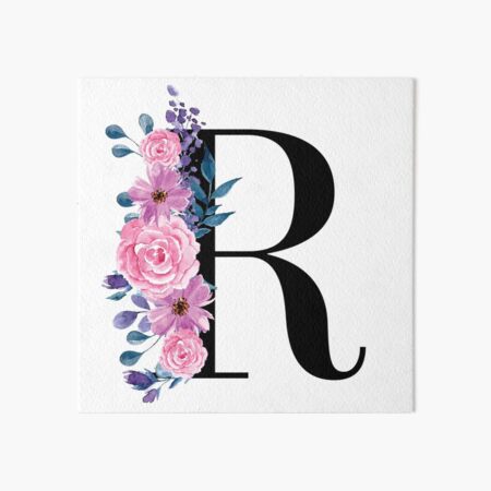 "Pink & Purple Floral Letter R" Art Board Print for Sale by BuffyDesign ...