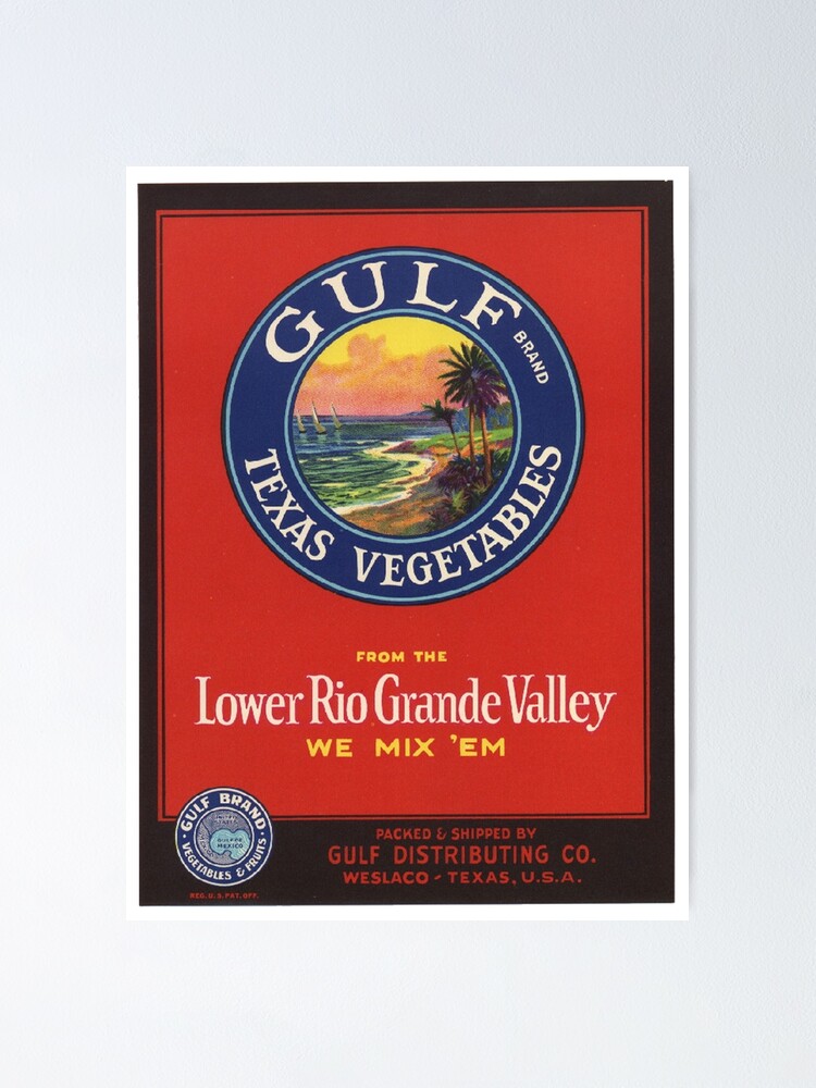 "Vintage Food Crate Label Gulf Texas Rio Grande Fruit Vegetable Produce ...