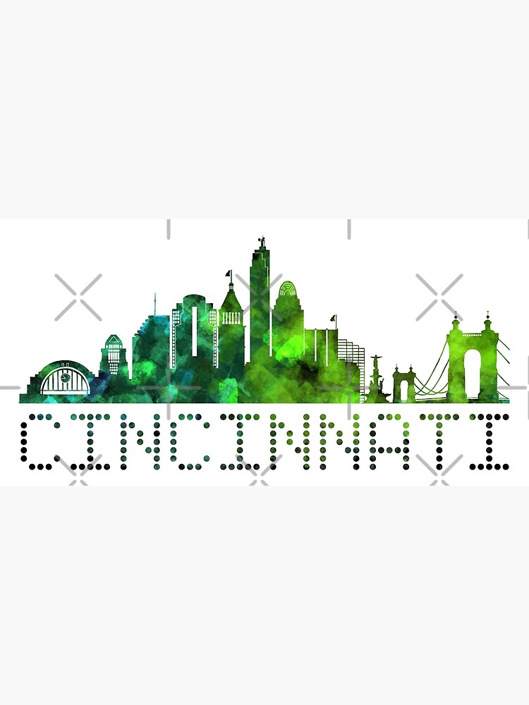 Póster «Cincinnati Skyline Letters azul y verde» de oliviaossege ...