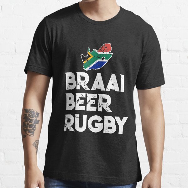 "South African Braai Beer Rugby Flag Patriotic T Shirt" T-shirt for ...