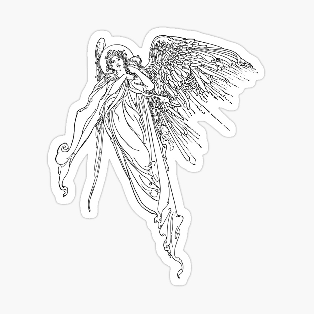 Guardian Angel Line Drawing
