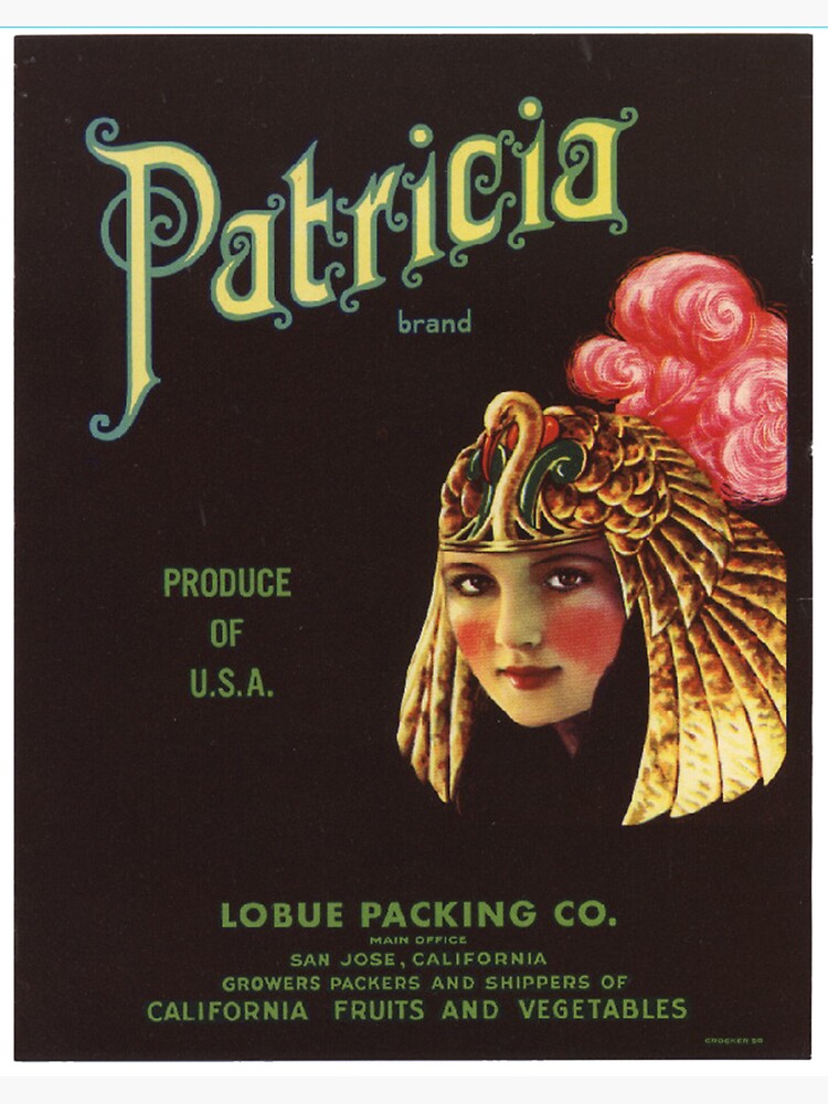 "Vintage Food Crate Label Patricia California Goddess Fruit Vegetable ...
