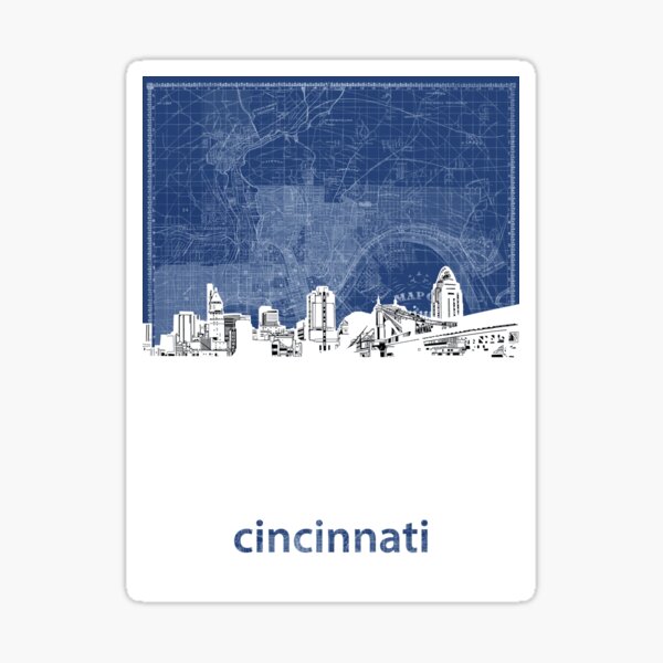 "cincinnati skyline" Sticker for Sale by BekimART | Redbubble